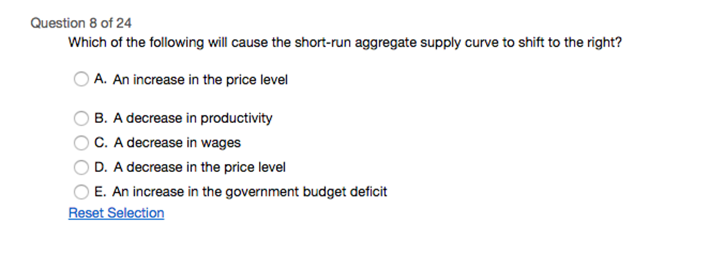 Solved Which of the following will cause the short-run | Chegg.com