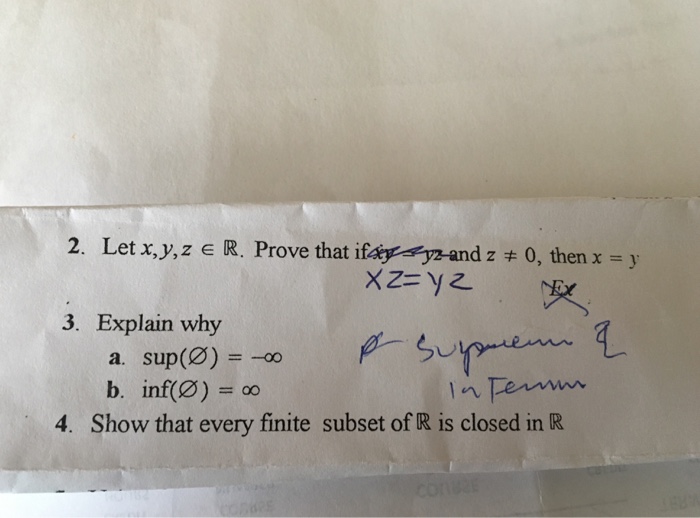 Solved Let x, y, z R. Prove that if xy - yz and z | Chegg.com