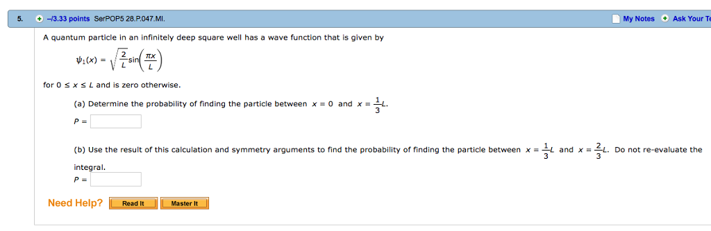 Solved A quantum particle in an infinitely deep square well | Chegg.com