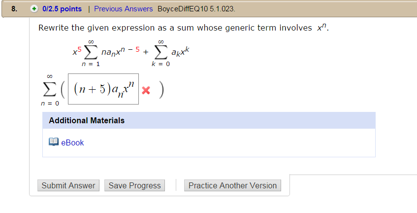 Solved Rewrite the given expression as a sum whose generic | Chegg.com