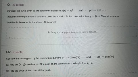 Solved Consider the curve given by the parametric equations | Chegg.com