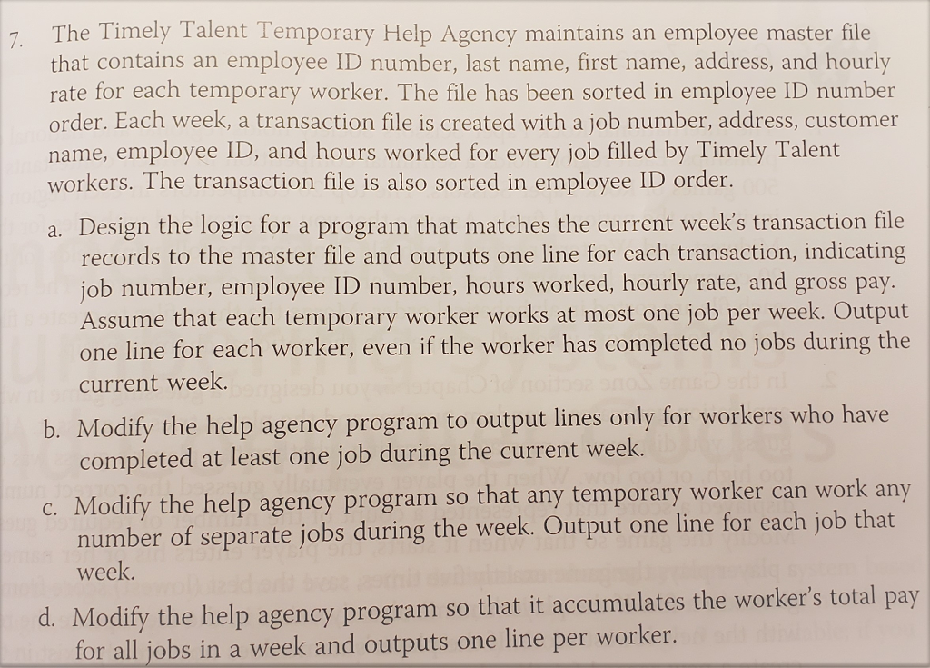 Solved The Timely Talent Temporary Help Agency maintains an | Chegg.com