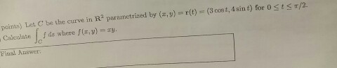 Solved points) Let C be the curve in R2 parametrized by (n, | Chegg.com