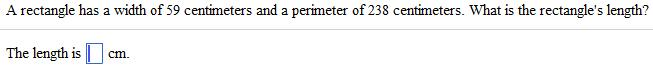 Solved A rectangle has a width of 59 centimeters and a | Chegg.com