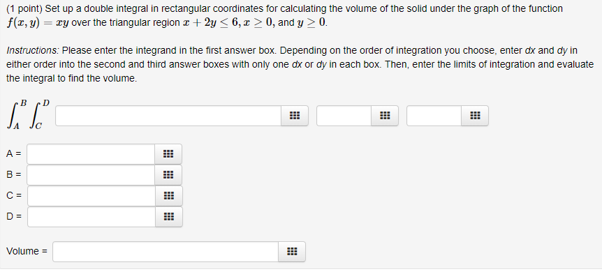 Solved 1 Point Set Up A Double Integral In Rectangular 