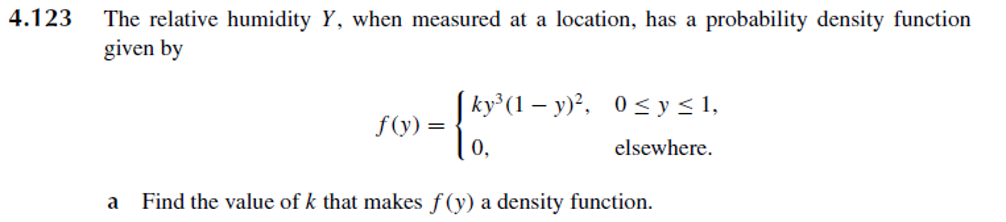 Solved The relative humidity Y, when measured at a location, | Chegg.com