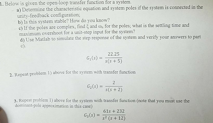 Solved . Below is given the open-loop transfer function for | Chegg.com