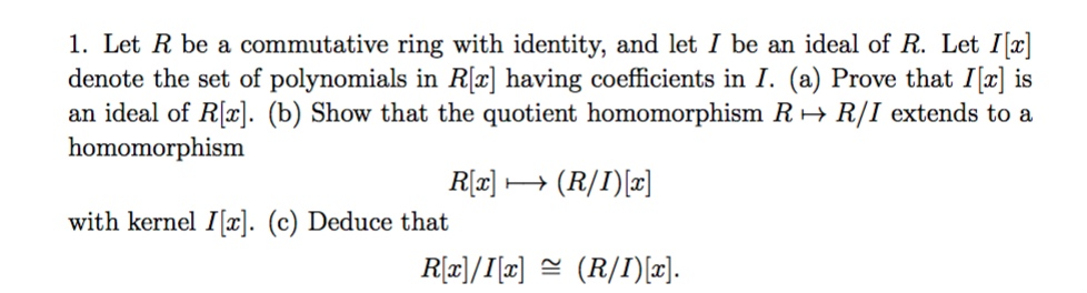Let R be a commutative ring with identity, and let I | Chegg.com