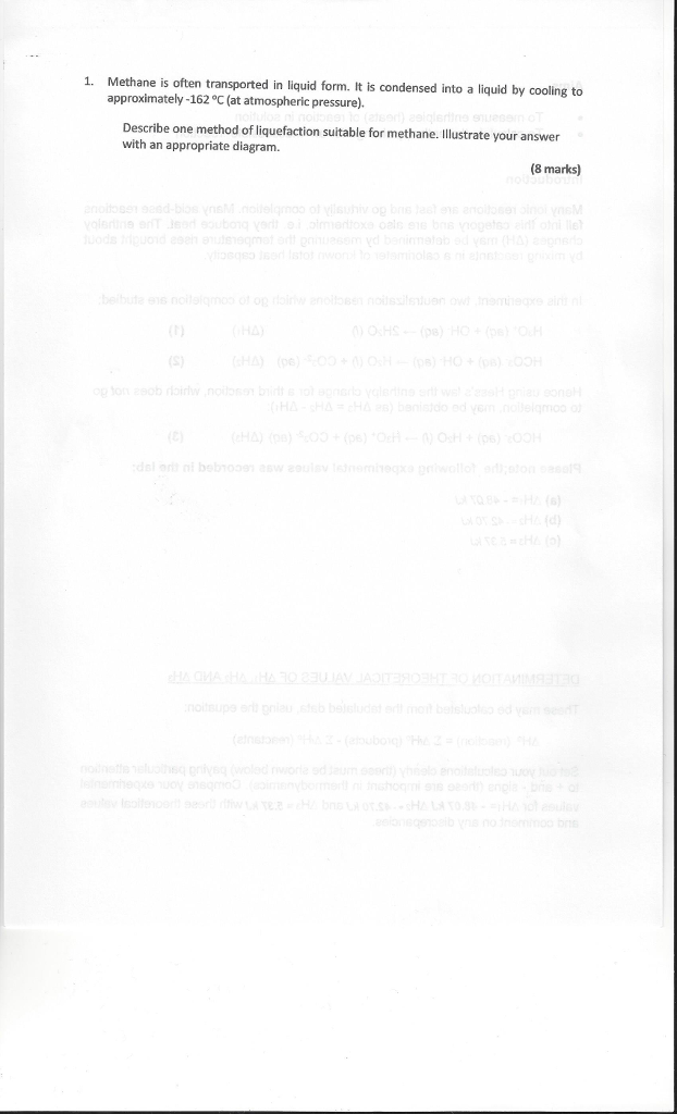 Solved Methane is often transported in liquid form. It is | Chegg.com