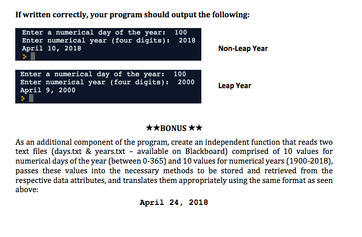 Solved Scenario Write A Class Named Dayofyear That Takes An
