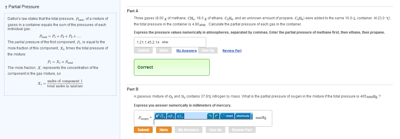 Solved Dalton's law states that the total pressure, P total | Chegg.com