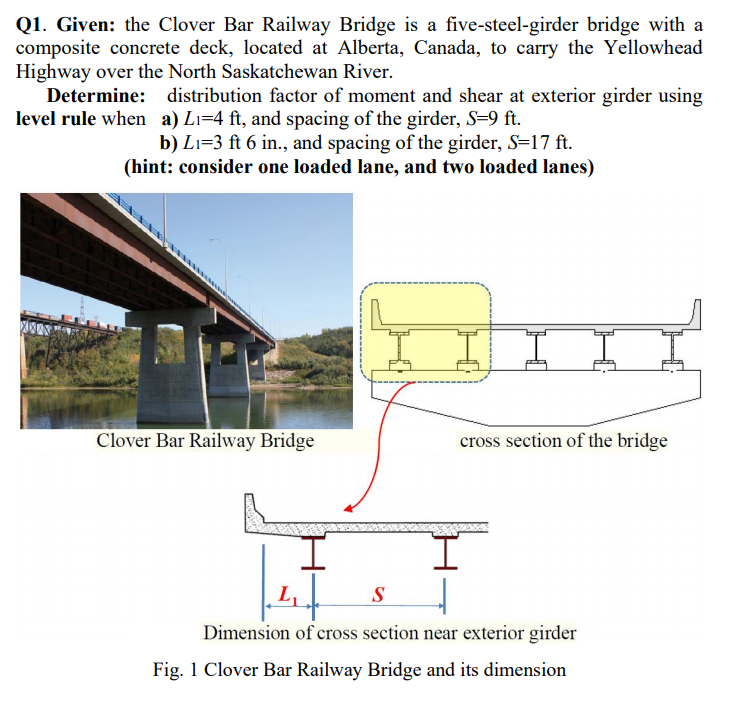 Q1. Given: the Clover Bar Railway Bridge is a | Chegg.com