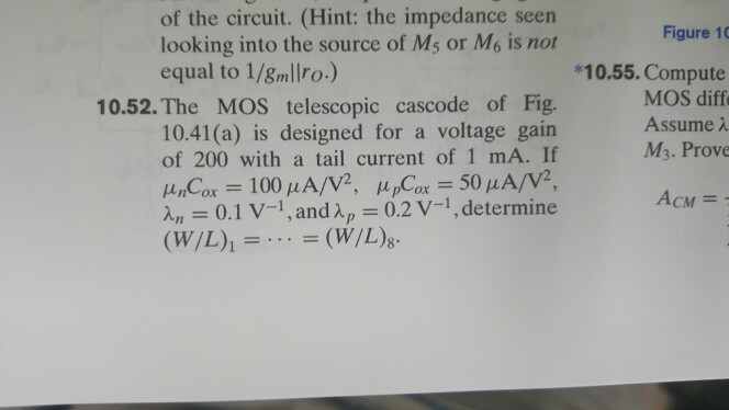 Solved The MOS telescopic cascode of Fig. (a) is designed | Chegg.com