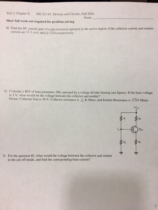 Solved Find the DC current gain of a pnp transistor | Chegg.com
