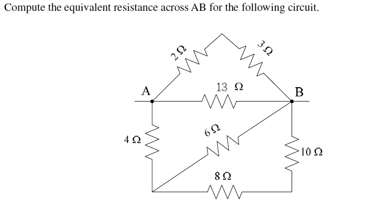 Solved Compute the equivalent resistance across AB for the | Chegg.com