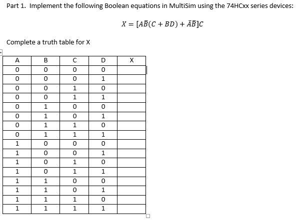 Solved Part1. Implement the following Boolean equations in | Chegg.com