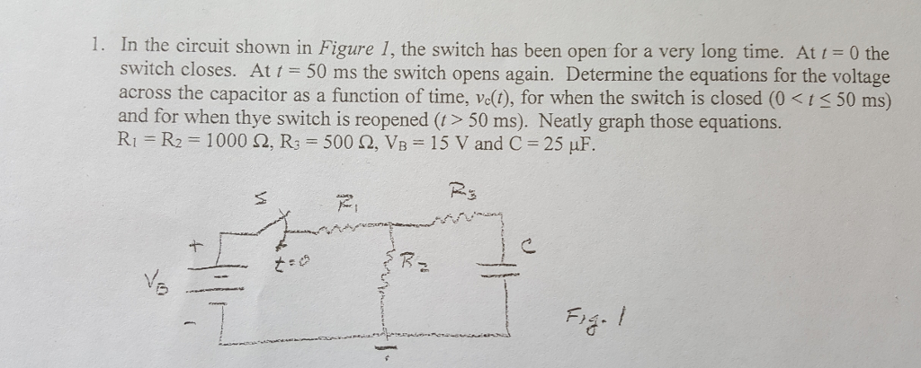 Solved 1. In the circuit shown in Figure 1, the switch has | Chegg.com