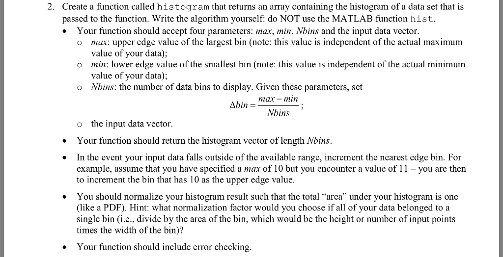 2. Create a function called histogram that returns an | Chegg.com
