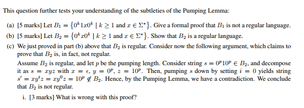 Solved Theory of computation Using the Pumping Lemma, | Chegg.com