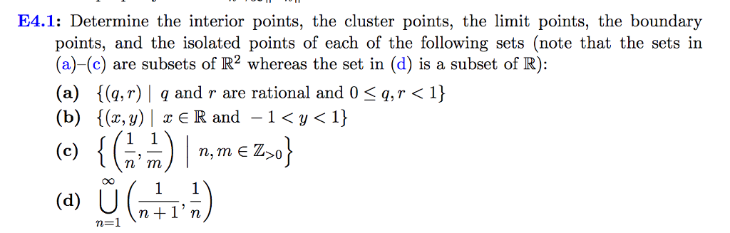 Solved Determine the interior points, the cluster points, | Chegg.com