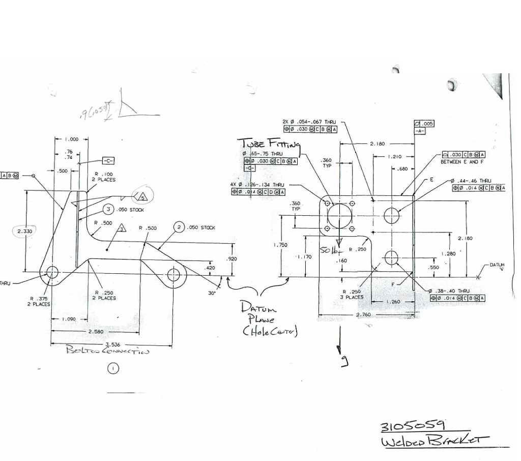 Solved Problem 1: A bracket (ref. attached drawing 3105059) | Chegg.com