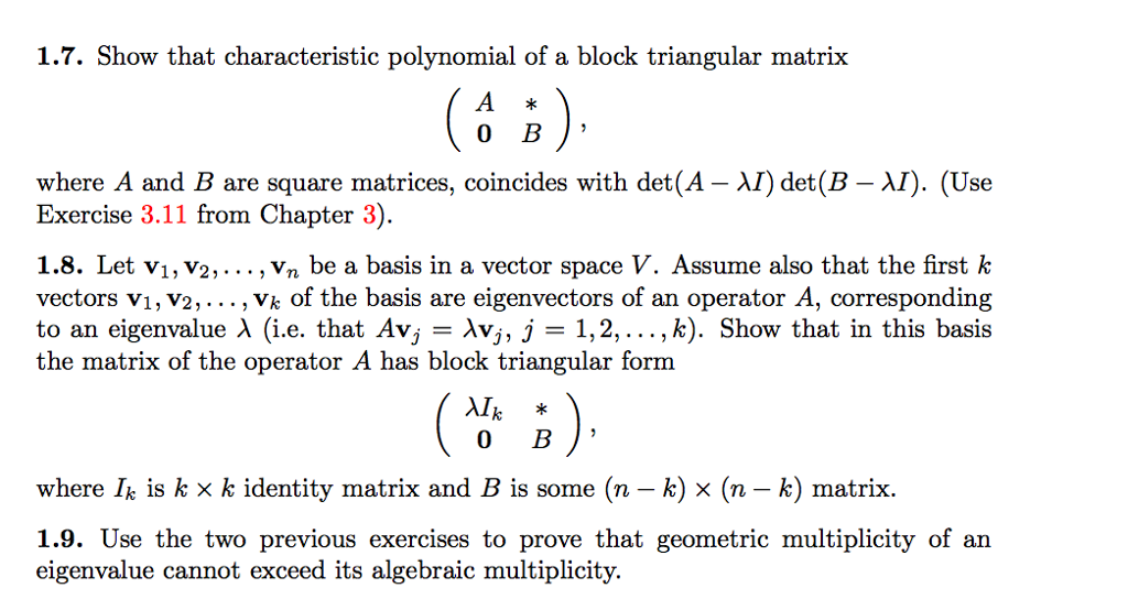 Solved Show that characteristic polynomial of a block | Chegg.com