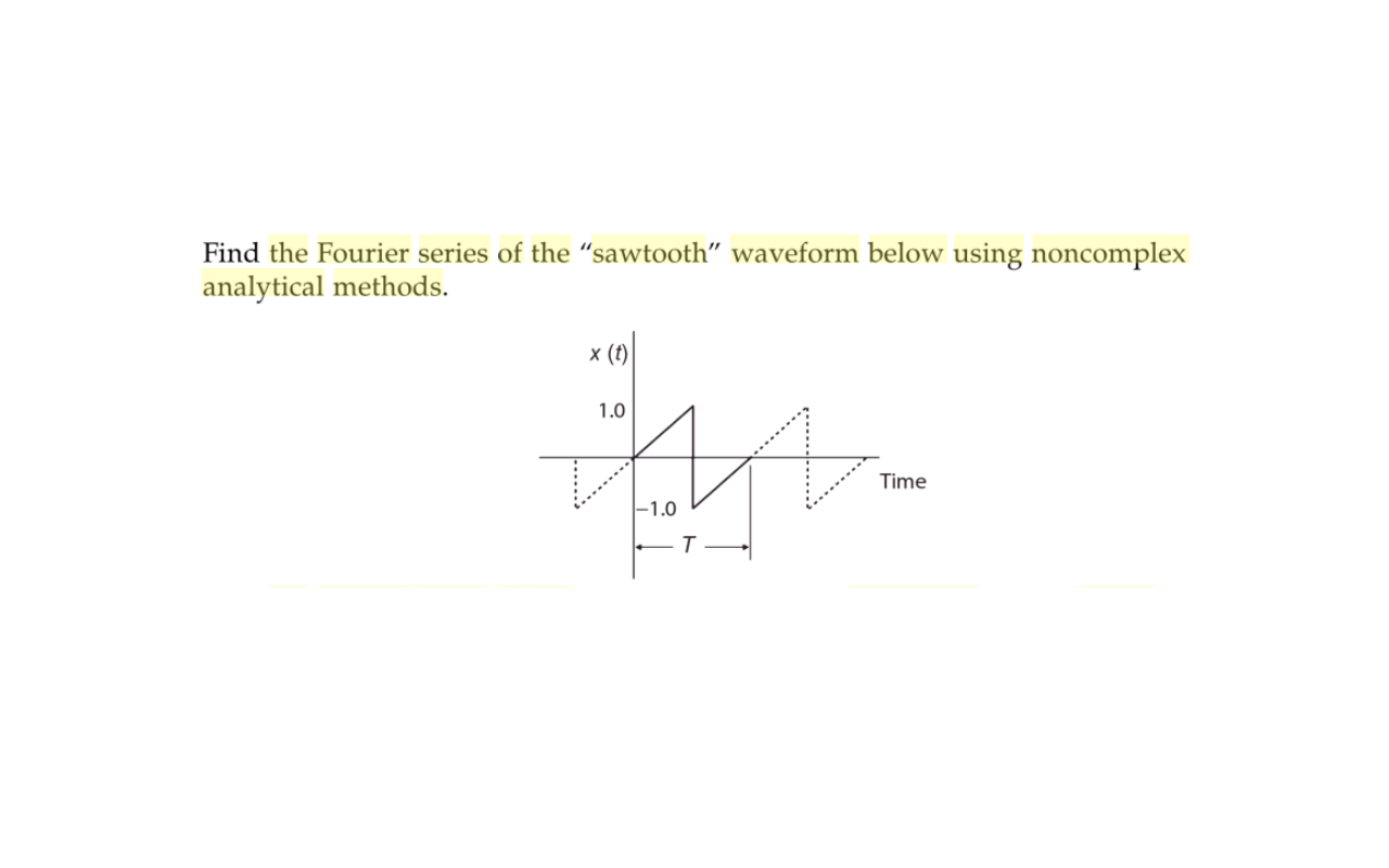 Solved Find the Fourier series of the "sawtooth" waveform | Chegg.com