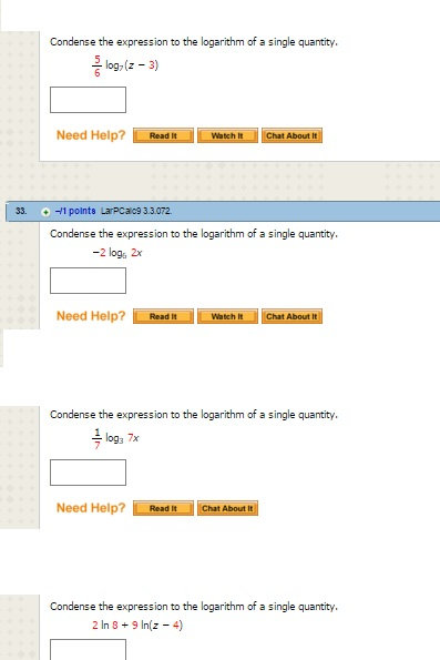 Solved Condense the expression to the logarithm of a single | Chegg.com Solved Condense the expression to the logarithm of a single | Chegg.com