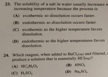 The solubility of a salt in water usually increases | Chegg.com