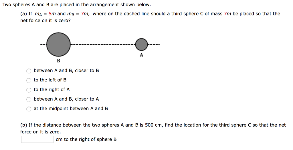 Solved Two spheres A and B are placed in the arrangement | Chegg.com