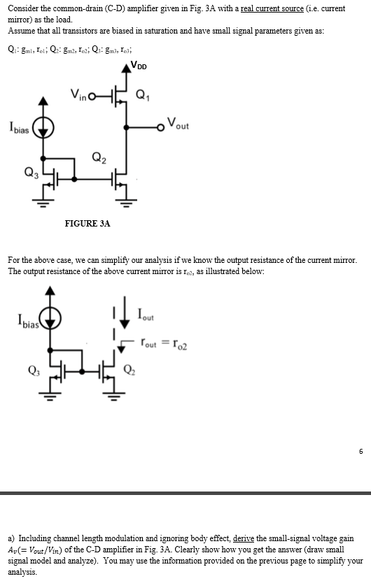 Solved Consider the common-drain (C-D) amplifier given in | Chegg.com