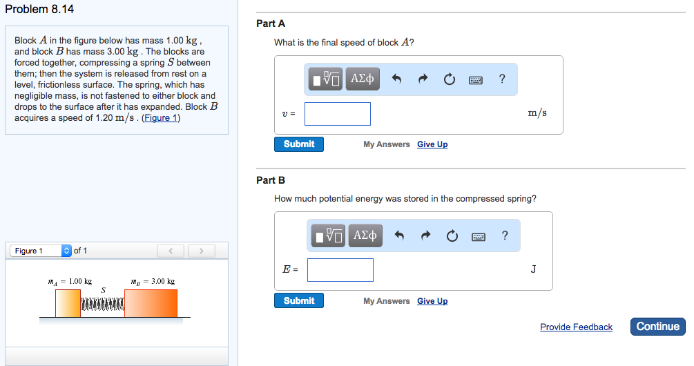 Solved Block A in the figure below has mass 1.00 kg, and | Chegg.com
