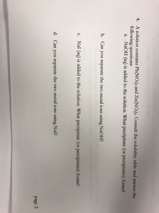Solved A solution contains Pb(NO_3)_2 and Zn(NO_3)_2. | Chegg.com