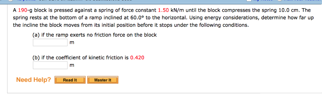 Solved A 190-g block is pressed against a spring of force | Chegg.com