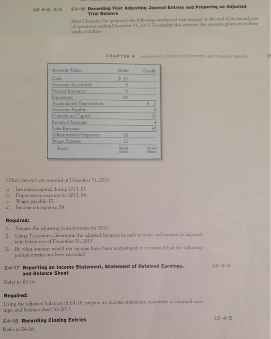 Solved Recording Four Adjusting Journal Entries and | Chegg.com