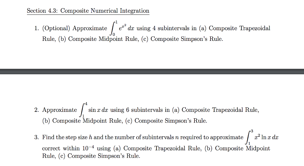 Solved Section 4.3: Composite Numerical Integration 1. | Chegg.com