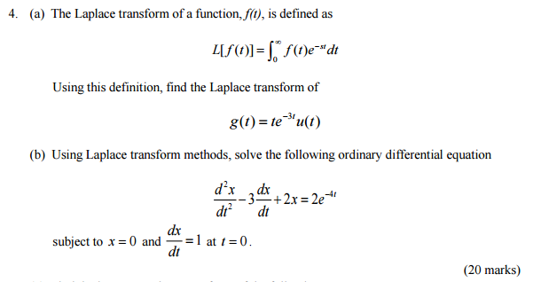 Solved The Laplace transform of a function,f(t), is defined | Chegg.com