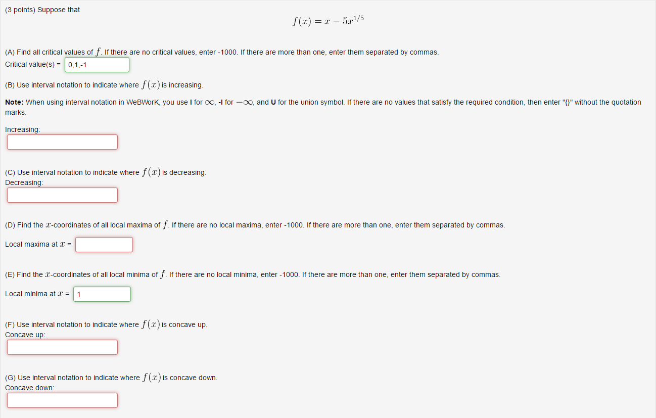 Solved Suppose that f(x) = x - 5x^1/5 Find all critical | Chegg.com