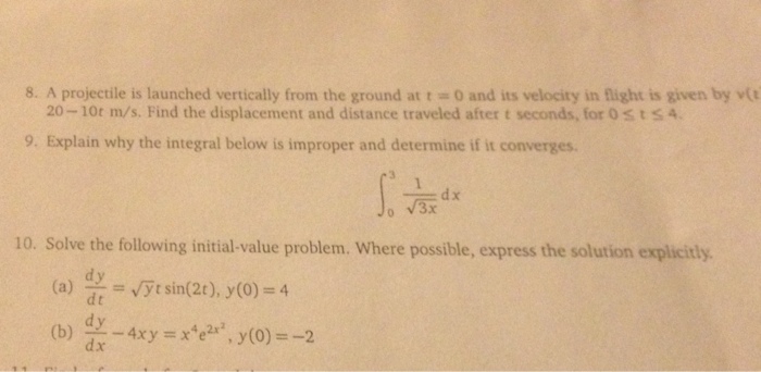 Solved 8. A projectile is launched vertically from the | Chegg.com