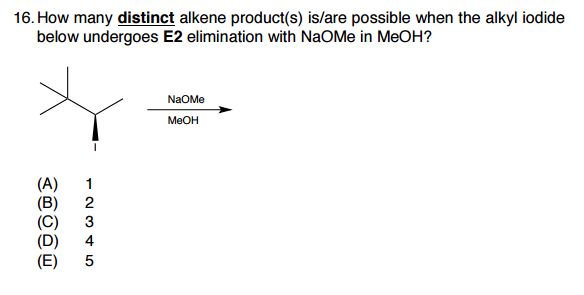 Solved How many distinct alkene product(s) is/are possible | Chegg.com