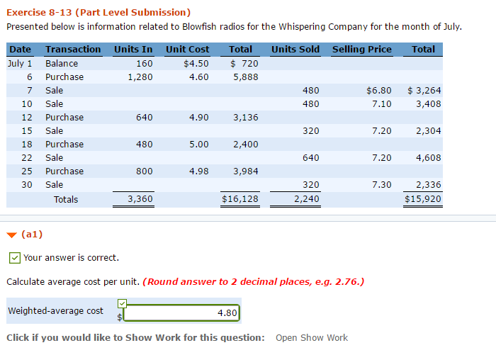 Solved Exercise 8-13 (Part Level Submission) Presented below | Chegg.com