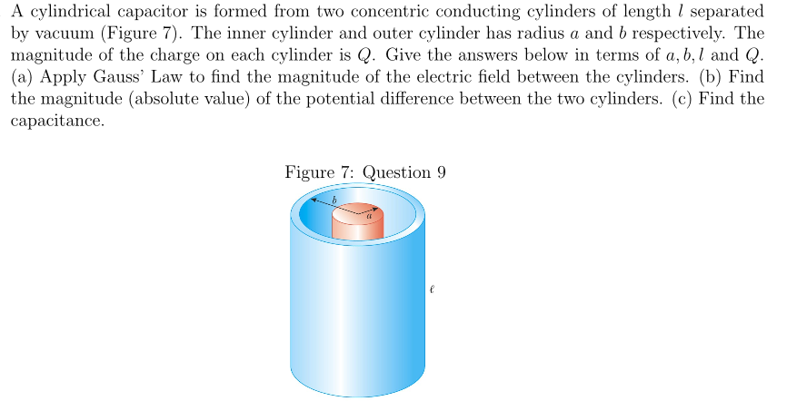 Solved A cylindrical capacitor is formed from two concentric | Chegg.com