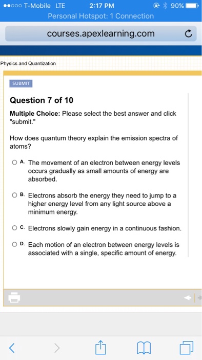 Solved How does quantum theory explain the emission spectra | Chegg.com