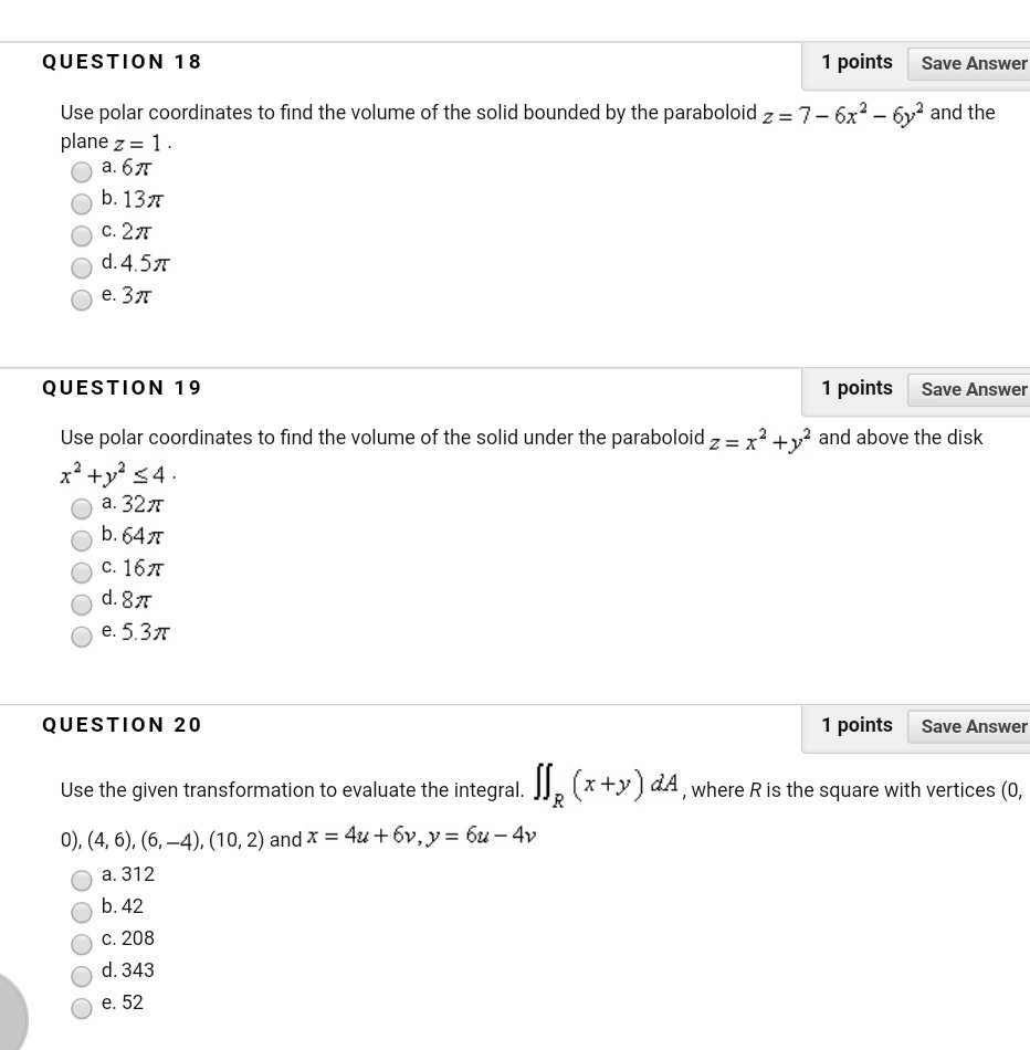 Solved QUESTION 16 1 points Save Answer Use a triple | Chegg.com