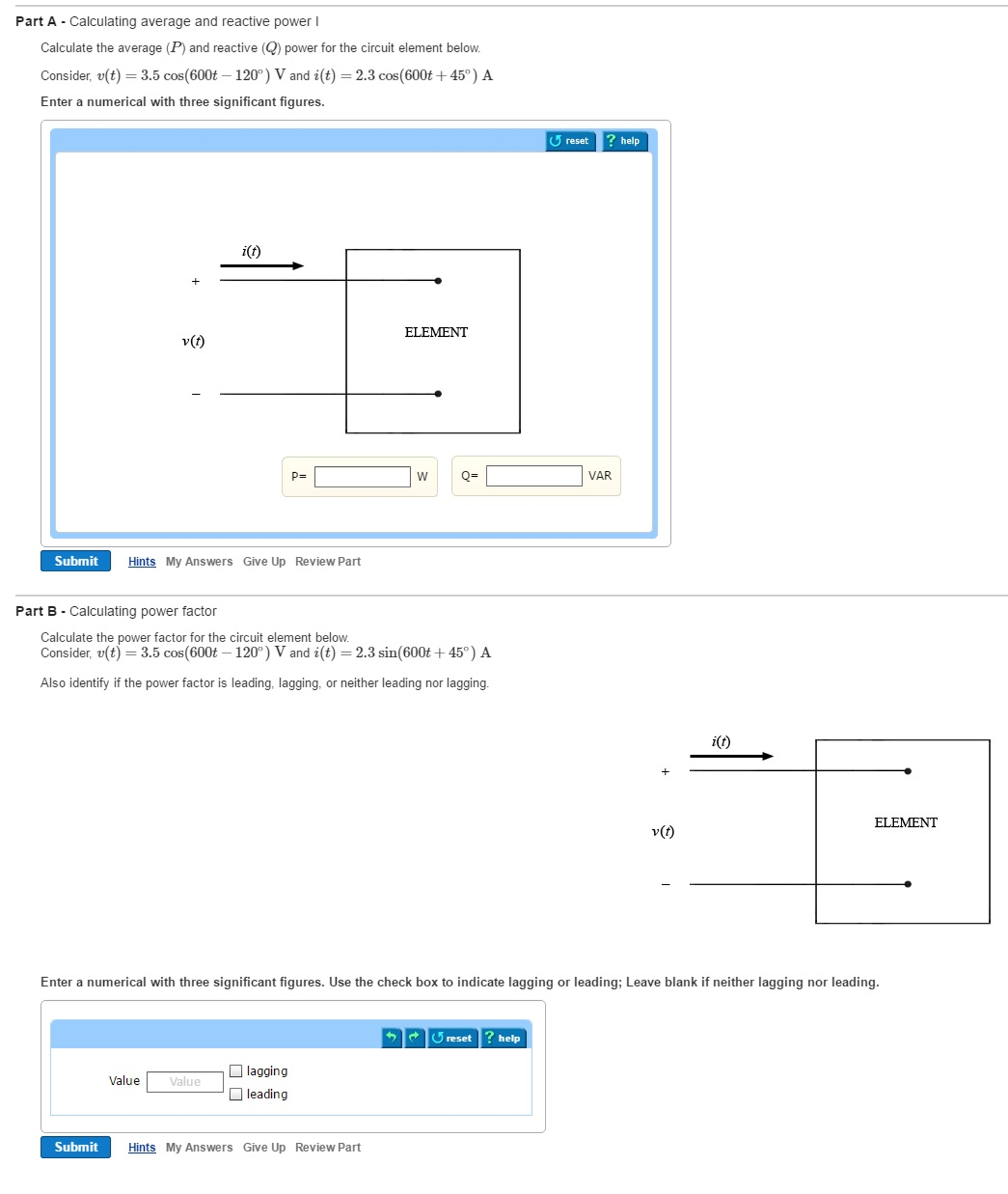Solved Calculating average and reactive power I Calculate | Chegg.com Solved Calculating average and reactive power I Calculate | Chegg.com