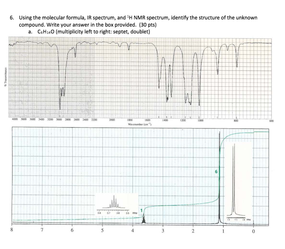 Solved 6. Using the molecular formula, IR spectrum, and 'H | Chegg.com