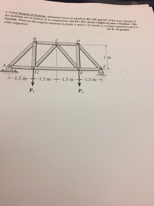 Solved Using Method of Sections, determine forces in members | Chegg.com