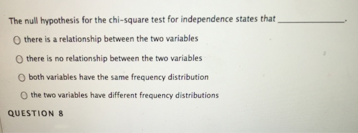 Solved The null hypothesis for the chi-square test for | Chegg.com
