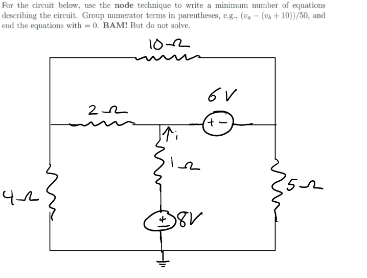 Solved For the circuit below, use the node technique to | Chegg.com
