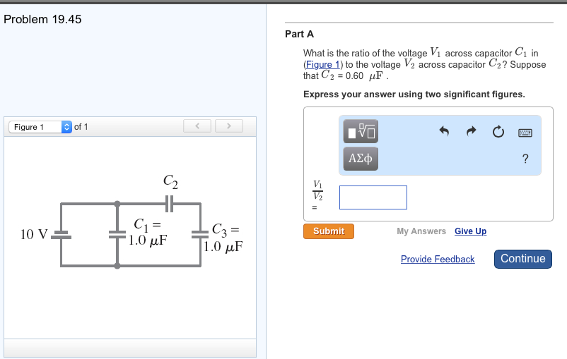 Solved What is the ratio of the voltage V1 across capacitor | Chegg.com
